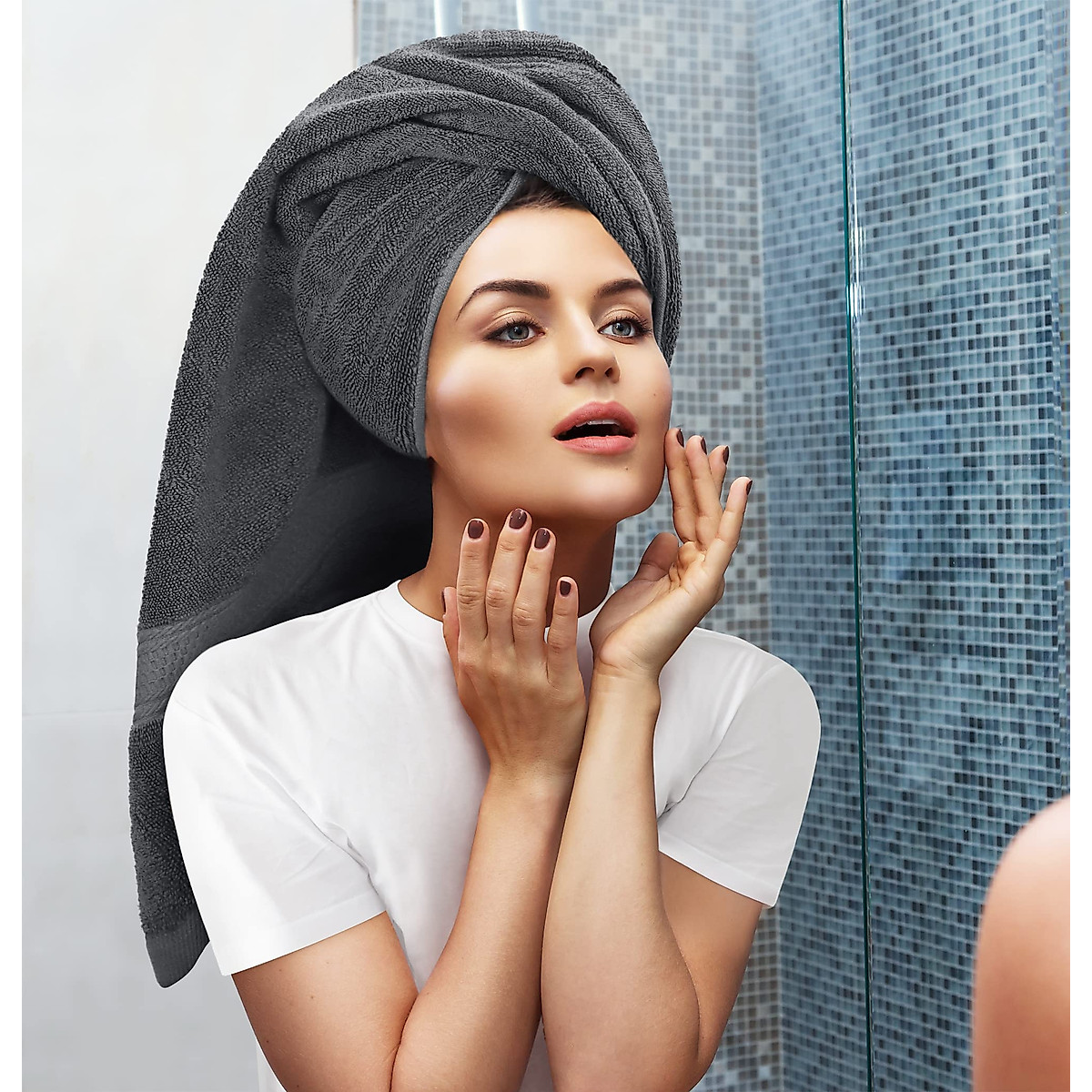 Utopia Towels 8-Piece Premium Towel Set, 2 Bath Towels, 2 Hand Towels, and 4 Wash Cloths, 600 GSM 100% Ring Spun Cotton Highly Absorbent Towels for Bathroom, Gym, Hotel, and Spa (Grey)