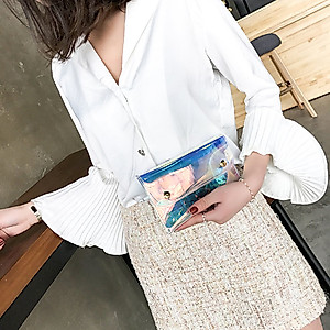 LUOEM Waist Bags Shiny PU Leather Hologram Shoulder Bag Cross-body Chest Bag for Women