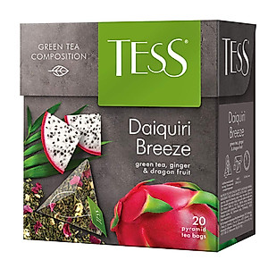 Tess Daiquiri Breeze Green Tea Composition Green Tea, Ginger and Dragon Fruit Leaf Tea in 20 Pyramid Sachets