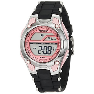 Armitron Sport Women's 456984PNK Pink Digial Chronograph Watch with Black Textured Resin Strap
