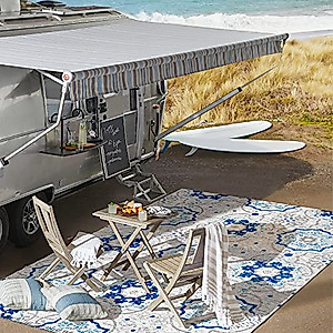 JONATHAN Y AMC101A-8 Mediterranean Medallion Indoor Outdoor Area-Rug Bohemian Floral Easy-Cleaning High Traffic Bedroom Kitchen Backyard Patio Porch Non Shedding, 8 X 10, Blue/Gray