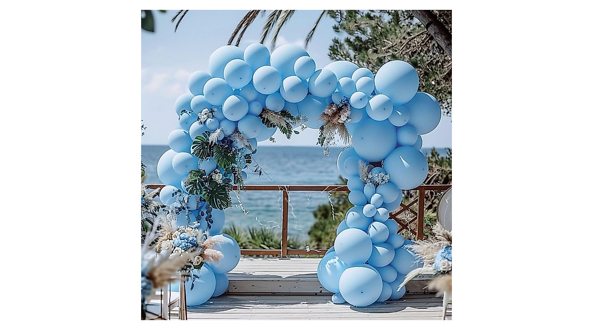 Double Stuffed Pastel Blue Balloon Garland Kit for Baby Showers & Birthdays