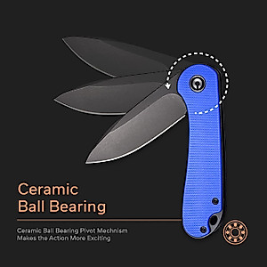 CIVIVI Elementum Green G10 Handle Bundled with New Blue G10 Handle Version, Great EDC folding Knife Companion
