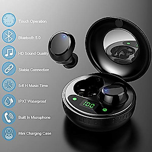 MuGo Wireless Earbuds, Bluetooth Headphones Wireless Earphones with Immersive Sound, Bluetooth 5.0 Headset with Mic, In Ear Headphones with Noise Cancelling, 25H Playtime Charging Case, IP7 Waterproof