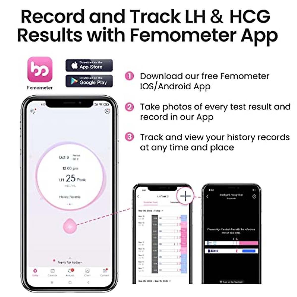 Femometer 50 Ovulation Test Strips and 20 Pregnancy Test Strips, Over 99% Accurate & Easy to Use