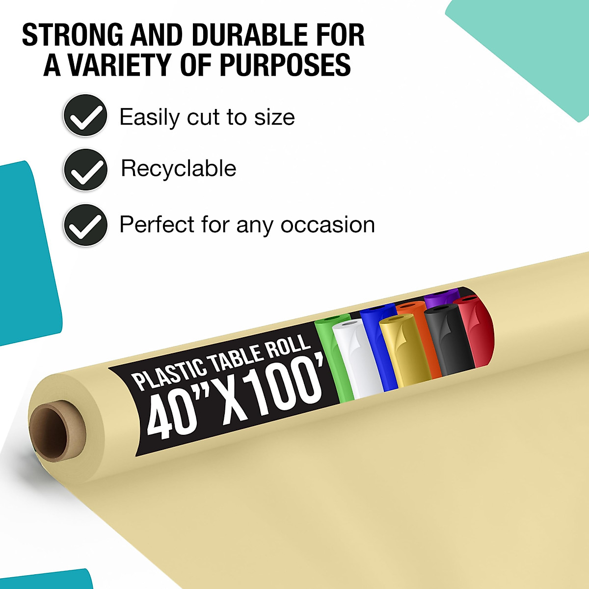 Exquisite Light Yellow Plastic Table Cover Roll 40" X 100' Table Cloth Plastic Cover Roll - Premium Quality Banquet Rolls - Disposable Tablecloth Rolls - Table Cloth Rectangle Table Rolls
