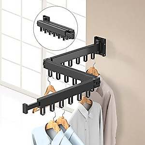 WSIGHT Wall Mounted Drying Rack Laundry Clothes Hanging Rack Collapsible Retractable for Laundry Room Organization, Balcony, Wardrobe, Bathroom (3 Poles)