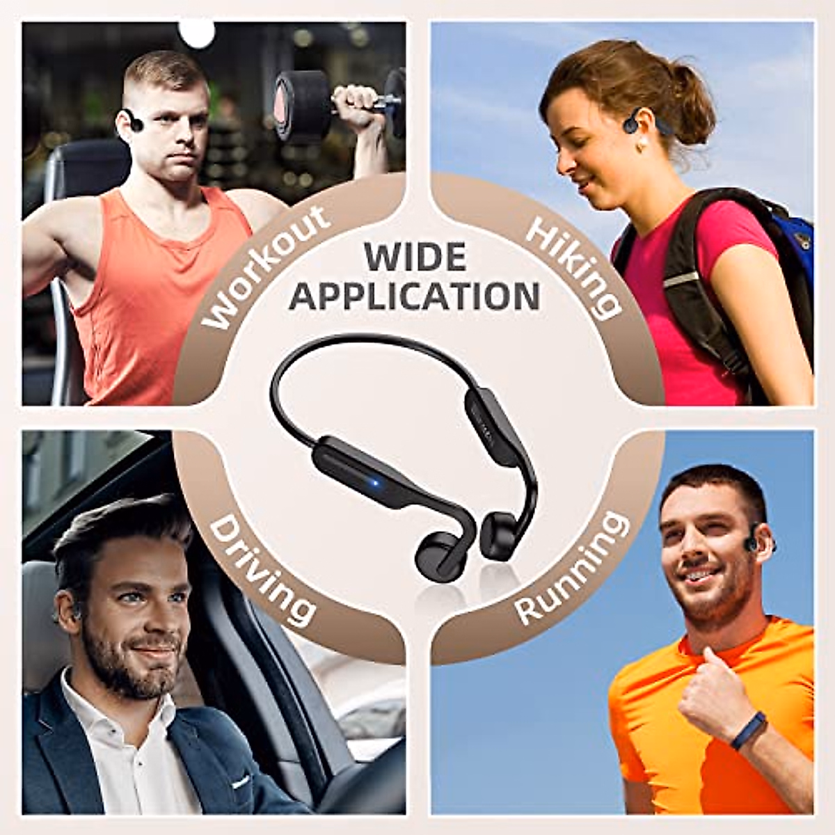 CHENSIVE Bone Conduction Headphones, Wireless Headphones Bluetooth 5.0, Open Ear Headphones with Built-in Mic, Sweatproof Sport Headsets for Running, Cycling, Driving, Hiking, Yoga