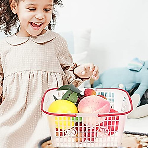 Yardwe Plastic Fruits Picking Baskets 5pcs Kitchen Plastic Baskets with Handle Mini Shopping Basket Decorative Basket Fruit Picking Basket for Vegetables Garden Gathering