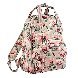 Cath Kidston Matt Oilcloth Multi Pocket Backpack Magnolia Pattern Stone Color Fitting 13" Laptop Rucksack