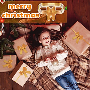 24 Pieces Christmas Elastic Bows for Gift Boxes Stretch Loops with Bows Christmas Elastic Ribbon Crafts for Christmas Boxes Gift Wrapping(20-24 Inch,Gold)