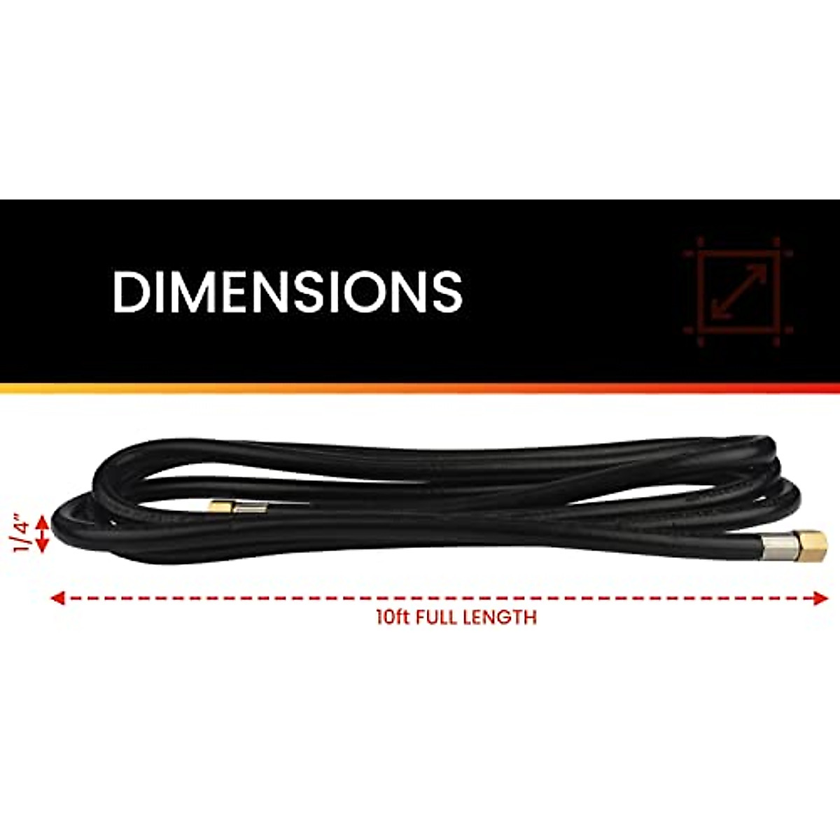 Hot Max 24212 Replacement Hose Liquid Propane/Natural Gas Hose with 350 Psi Rating, 10'