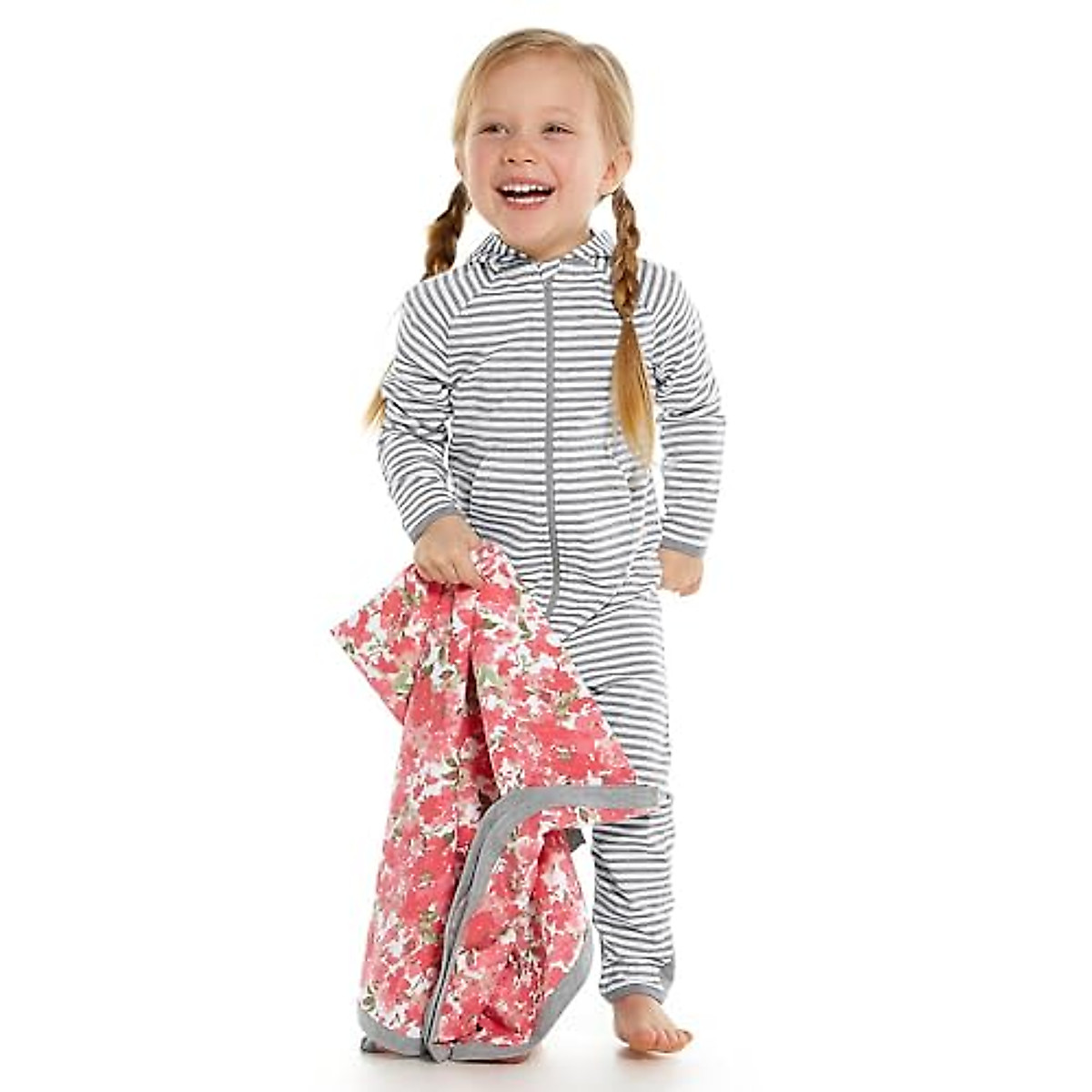 Coolibar UPF 50+ Baby LumaLeo 360 Coverage Bodysuit - Sun Protective (12-18 Months- Grey/White)