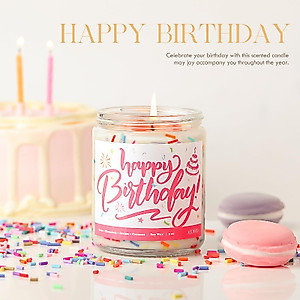 AOOVOO Birthday Candle, 9oz Pure Soy Wax, Vanilla/Cream/Cake Scent, Handmade, Long Burning, for Women, Men, Friend