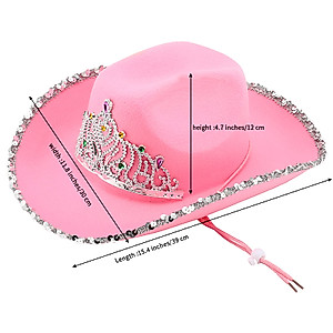 Dollger Preppy Pink Cowgirl Hat for Women and Teenage Girls As Party Cowboy Hats with Pink Glasses