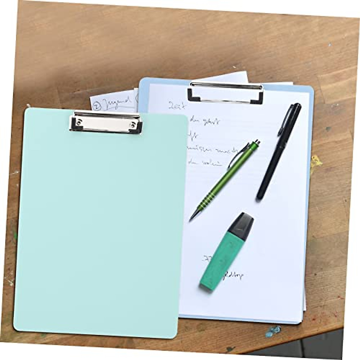 DECHOUS 2pcs A4 Folder Board Paper Folders Plastic Folder Office Binders Clipboard with Low Profile Clip Writing Pad Profile Clips Document Clipboards Exam Paper Clips Writing Clip Boards
