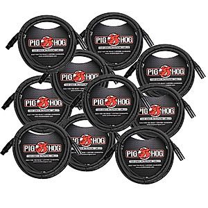 Strukture Pig Hog 8mm Mic Cable 10', Straight Audio, XLR 3-Pin - 10 Pack