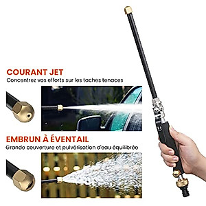 Hydro Jet High Pressure Power Washer Gun Heavy Duty Metal Watering Wand Sprayer Hydro Jet Washer Wand Hydrojet Power Washer 2 Nozzles for Window Car Cleaning Outdoor Washing