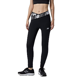 New Balance Women's Relentless Crossover High Rise 7/8 Tight, Black, Medium