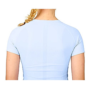 MathCat Workout Shirts for Women Short Sleeve, Workout Tops for Women, Quick Dry Gym Athletic Tops，Seamless Yoga Shirts Blue