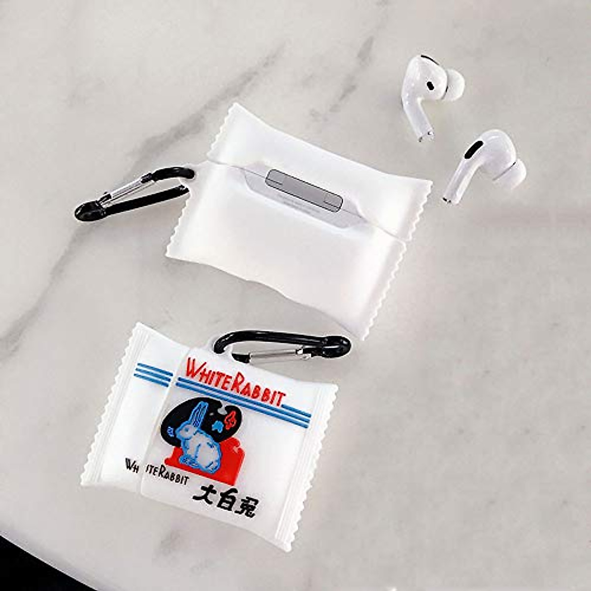 ICI-Rencontrer 3D Cute Fun Rabbit Pattern Candy Design Airpods Pro Case Creative Sweet Wireless Charging Headset Accessories Soft Silicone Anti-scratch Protector With Hook