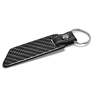 iPick Image for - Honda Civic Si Red Logo Real Carbon Fiber Blade Style with Black Leather Strap Key Chain