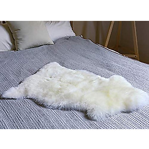WaySoft Genuine New Zealand Sheepskin Rug, Luxuxry Fur Rug for Bedroom Living Room, Fluffy Wool Rugs for Chair Cover, Motorcycle Seat Cover