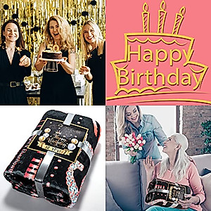 Henghere 50th Birthday Gifts for Women Friend, Mom, Grandma, Sister, Wife, Aunt, Coworker, Happy 50 Year Old Birthday Decorations Women | Blanket for Bed Sofa 60x50 Inches, Rose Gold