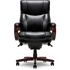 La-Z-Boy Trafford Big and Tall Executive Office Chair with AIR Technology, High Back Ergonomic Lumbar Support, Black Bonded Leather