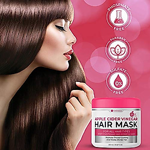 ​Apple Cider Vinegar Hair Conditioner Mask - Sulfate SLS Paraben Free Deep Treatment with Argan Oil for Dry Damaged Hair - Split End Moisturizer, Hydrating Conditioning Product for All Hair Types.