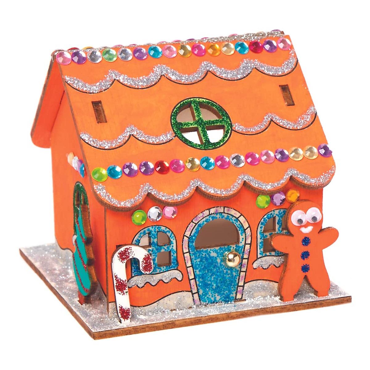 Baker Ross AX364 Gingerbread House Wooden Tealight Holder Kits - Pack of 3, Decorate and Display for Christmas Decorations, Ideal Kids Arts and Crafts Project