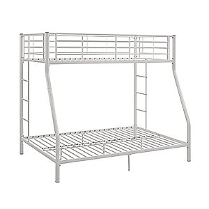 Walker Edison Dunning Urban Industrial Twin over Double Metal Bunk Bed, Twin over Double, White