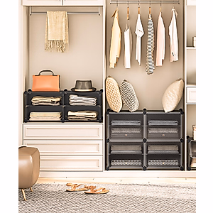 HOOBRO Shoe Rack, 6 Cubes Shoe Organizer with Doors, Plastic Panel Shoe Storage Cabinet for 24 Pairs of Shoes, for Closet, Bedroom, Entryway, Hallway, Black BK26SC01G1