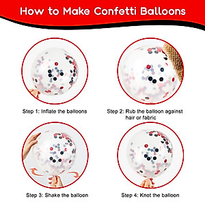 RUBFAC 139pcs Red and Black Balloons Arch Garland Kit, 18/12/10/5 Inch Red Black Balloons and Red Black Confetti Balloons for Birthday Wedding Baby Shower Anniversary Deorations