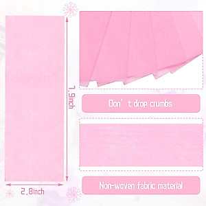 Maitys Waxing Strips, 100 Pieces Pink Non-Woven Removal Wax Strip Facial Body Wax Strip Sheet for Hair Removal and Cleaning (Legs, Bikini, Face)