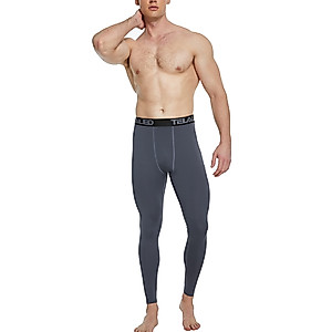 TELALEO 4 Pack Men's Compression Pants Leggings Sports Tights Athletic Baselayer Workout Running Black/Charcoal XL/02