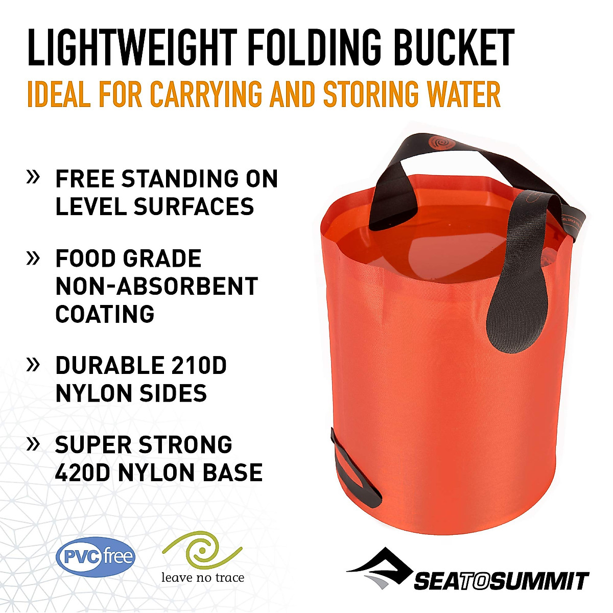 Sea to Summit Folding Bucket, Collapsible Camp Kitchen Bucket, 10 Liter