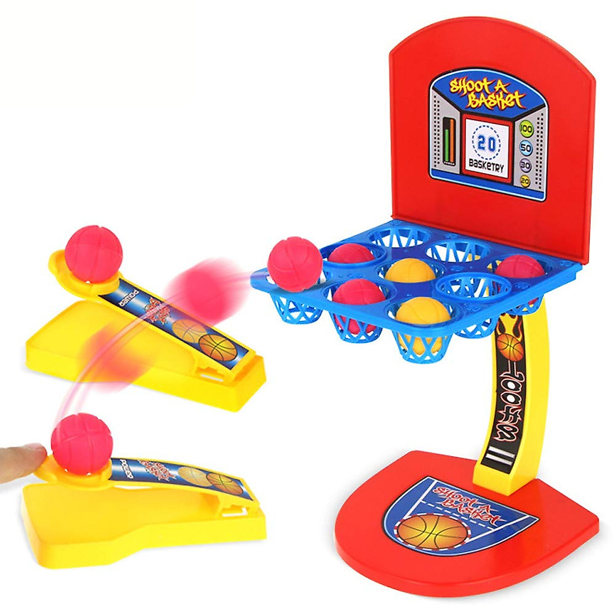 Toxz Child's Desktop Ejection Basketball Mini Football Hockey Golf Shooting Finger Game,Double Function,Exercise Hands-on Ability for Kids