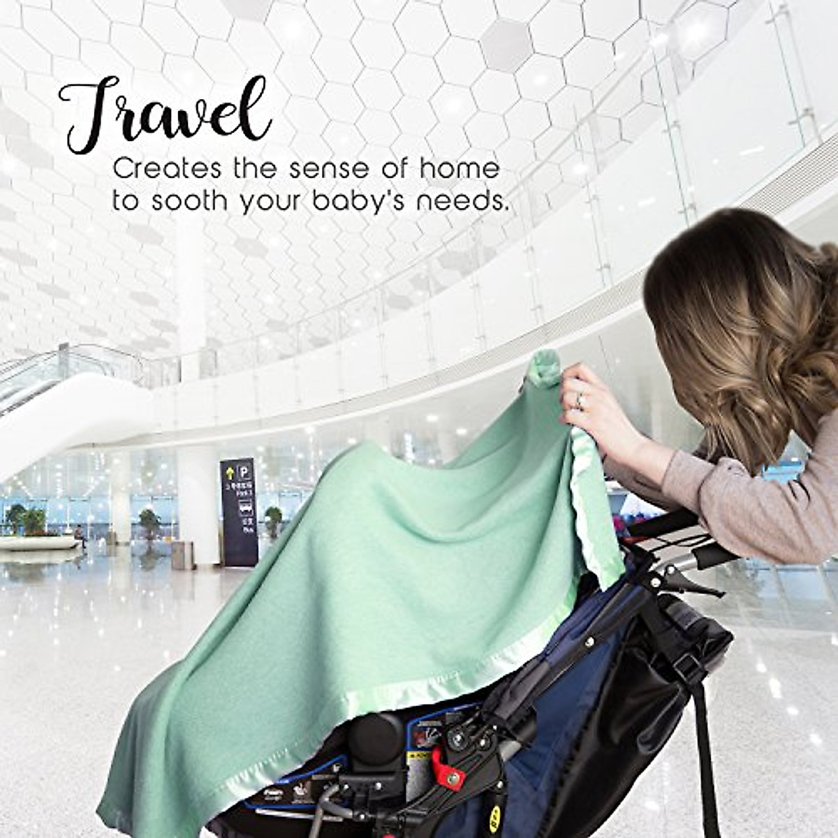 Bamboo Rayon Soft Light Green Toddler Security Blanket - Lime Green Baby Blanket with Satin Edging - Perfect for Naps, Car Carrier, Stroller Rides and Travel - 34 x 47 inches - Newborn Baby Blankie