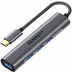 Henrety USB C Hub, 4-in-1 Ultra Slim Portable Data Hub USB Splitter USB 3.0 Expander for Laptop, PC, MacBook, Mac Pro, Mac Mini, iMac, Surface Pro, and More USB Devices