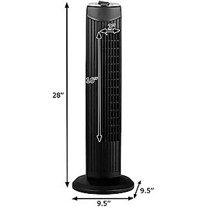 FANTASK Tower Fan, 28 Inch Quiet Oscillating Fan , 3 Wind Speeds & Modes, Bladeless Standing Cooling Fan, Air Circulator Fan for Home Office Kitchen, Floor Fan for Bedroom Room (Black)