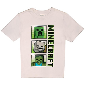 Minecraft Creeper Boys 3-Piece Bundle Set, Zip up Fashion Hoodie, Short Sleeve T-Shirt, and Jogger Sweatpants (Size 10/12, Grey/White/Black)