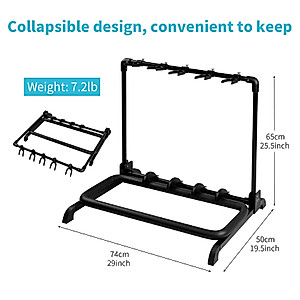 GUITTO Multi Guitar Rack Stand Foldable Universal Display Rack Portable Guitar Holder for Band Stage Bass Acoustic Guitar -5 Holder GGS-07