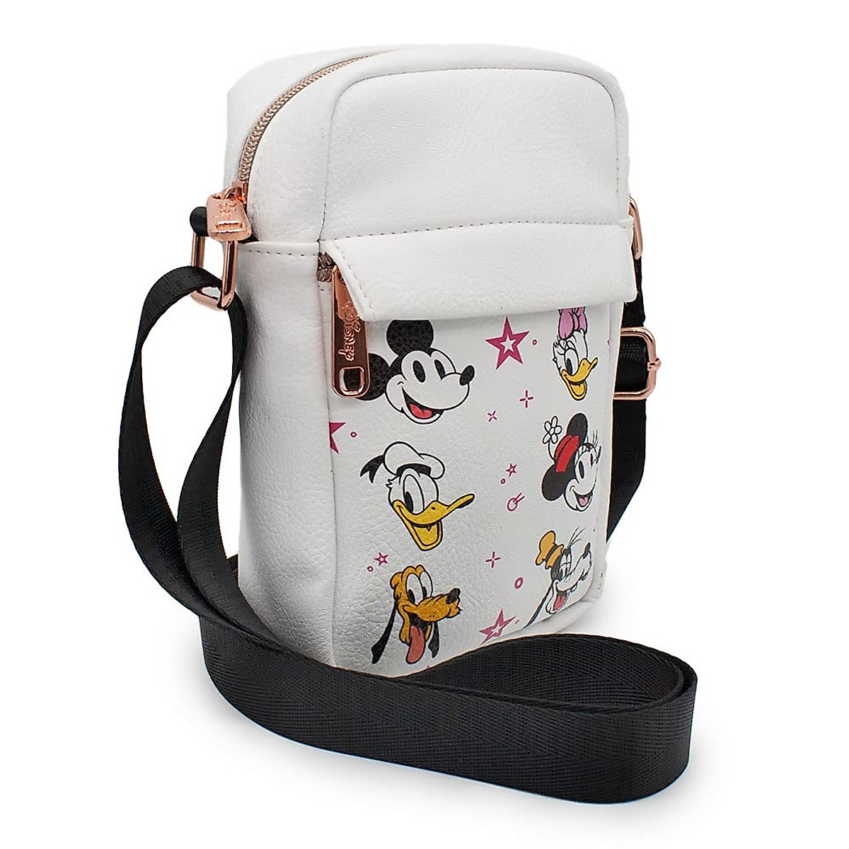 Buckle Down Disney Bag, Cross Body, The Sensational Six Smiling Faces with Stars, White, Vegan Leather