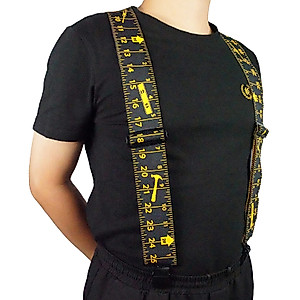 MELOTOUGH Tool Belt Suspenders Work Suspenders 2" Wide Adjustable and Elastic Braces X Shape with Very Strong Clips - Heavy Duty tape measure suspenders for men (Black Tape)