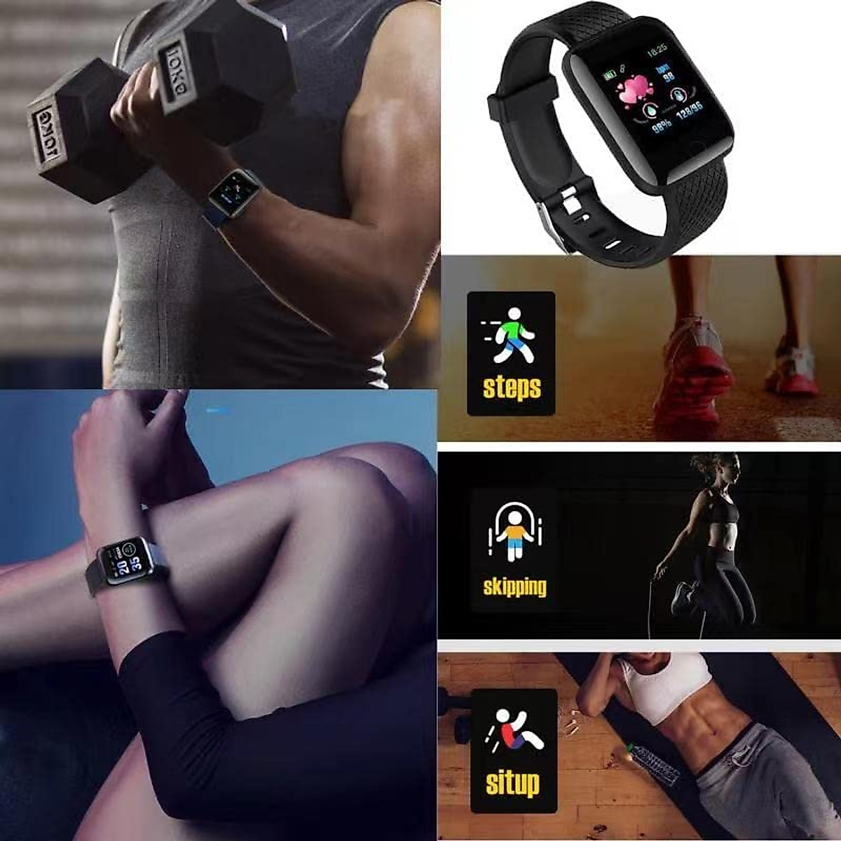 Fitness Tracker Smart Watch for Android iOS Phones,Smart-Watches Fit Watch for Man Women，1.3Inch(Light Black)