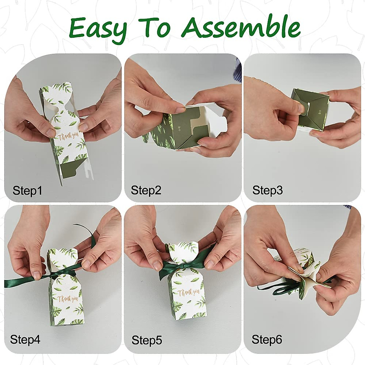 BEISHIDA Christmas Candy Boxes Party Favor Boxes Baby Shower Favors Small Wedding Favor Boxes Cookie Box with Ribbon for Birthday Party (Green,2 X 2.5 X 4.7 inch, 30 pcs）