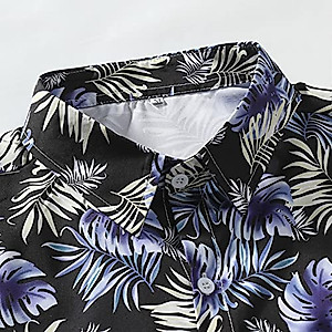 DUOWEI Men's Fashion Casual Sports Loose Hawaiian Short Sleeve Shirt Navy