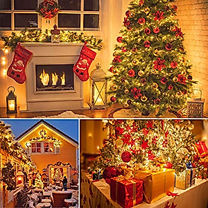 ECOWHO Christmas String Lights Outdoor, 66ft 200 LED Battery Operated Warm White Fairy Twinkle Lights Indoor with Remote, IP65 Waterproof, 8 Lighting Modes for Xmas Tree Garden Holiday Bedroom Decor