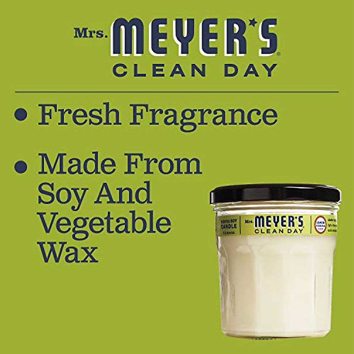 Mrs. Meyer's Soy Aromatherapy Candle, 35 Hour Burn Time, Made with Soy Wax and Essential Oils, Lemon Verbena, 7.2 oz
